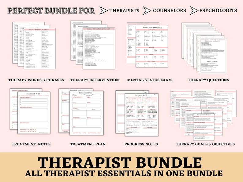 Therapist Bundle, Therapeutic Intervention, Therapy Goals, Therapy ...