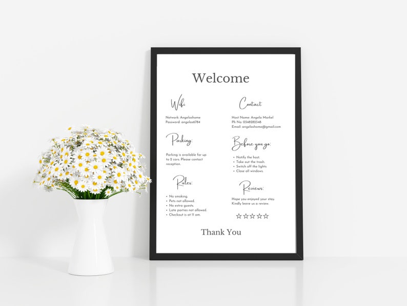 Editable Airbnb Welcome Sign Poster, Airbnb Welcome Sign Vacation ...