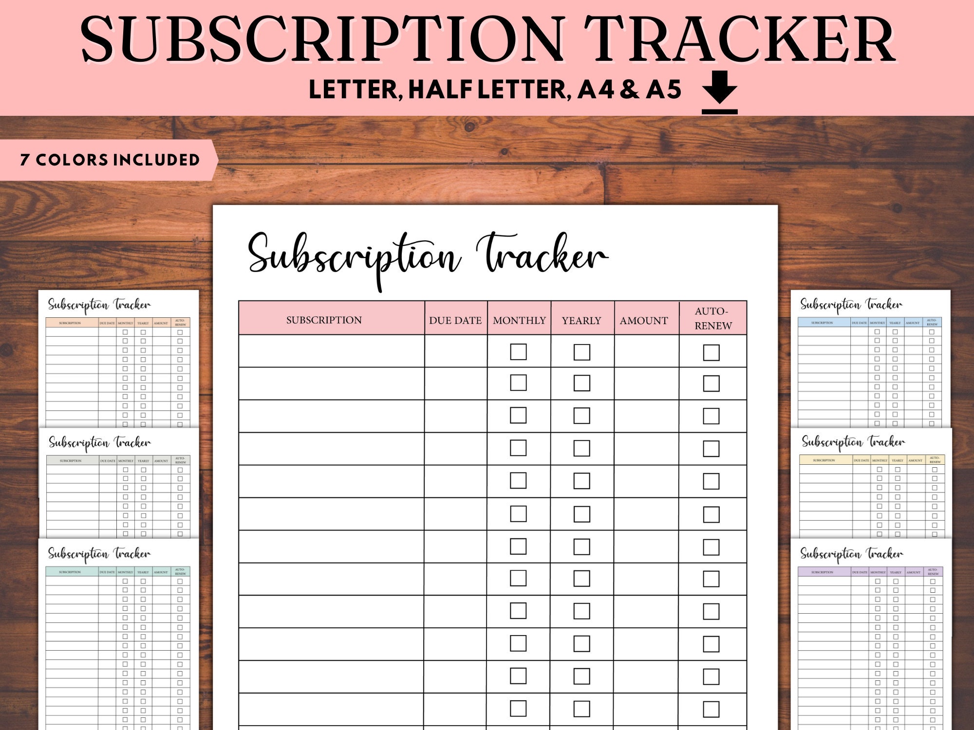 Subscription Tracker Printable, Subscription Log, Membership Tracking ...