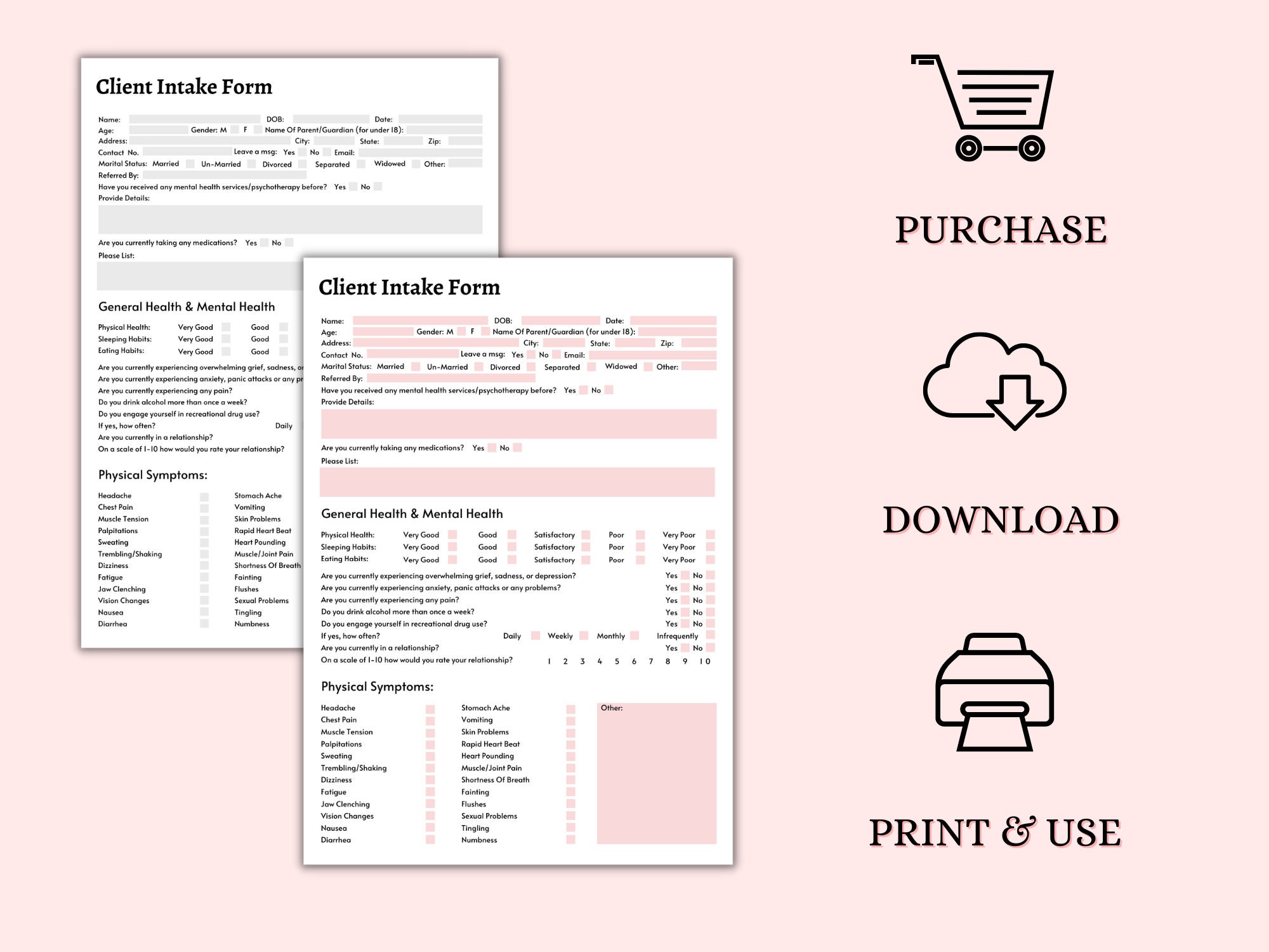 Therapy Client Intake Form Template: Fillable Counseling Paperwork (PDF ...