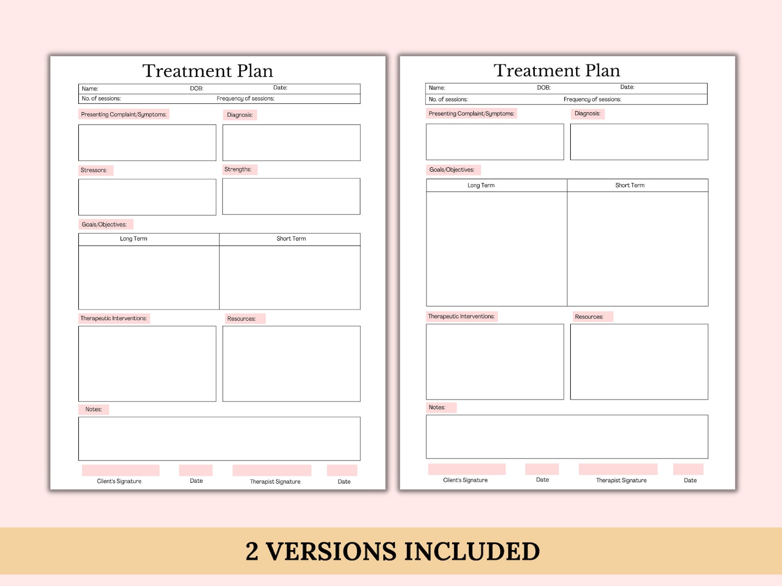 Treatment Plan Template Printable Fillable PDF | Therapist Template ...