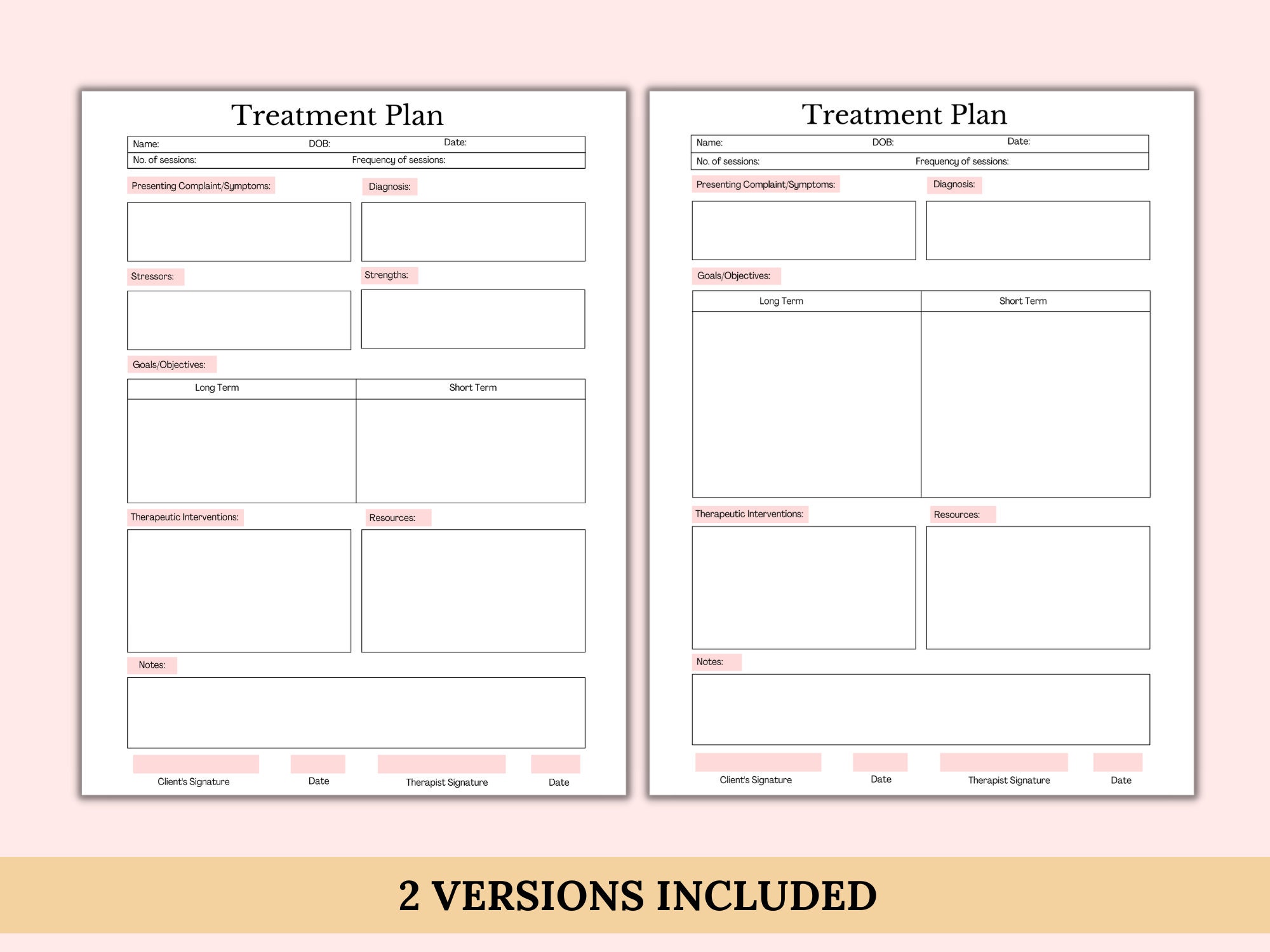 Treatment Plan Template Printable Fillable PDF | Therapist Template ...