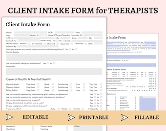 Occupational Therapy Intake Form - Etsy