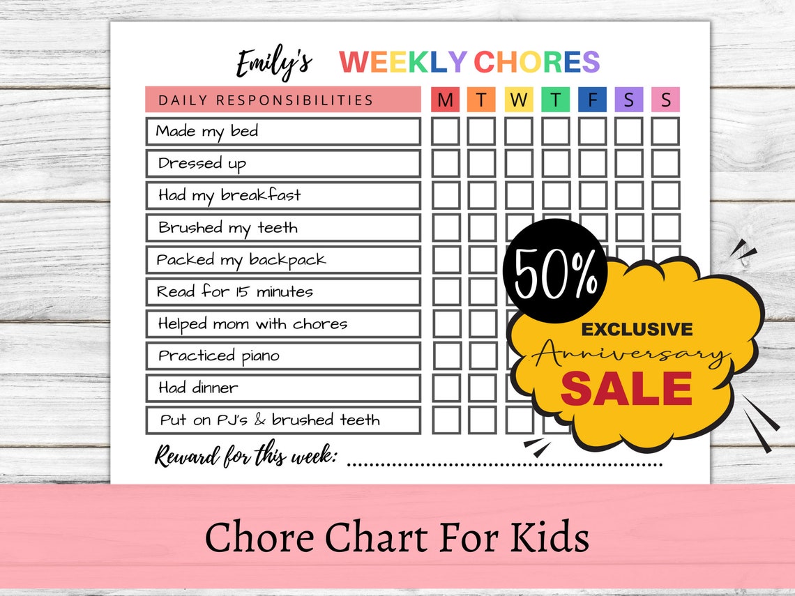 Daily Routine Chart Chore Chart for Kids Editable Daily | Etsy
