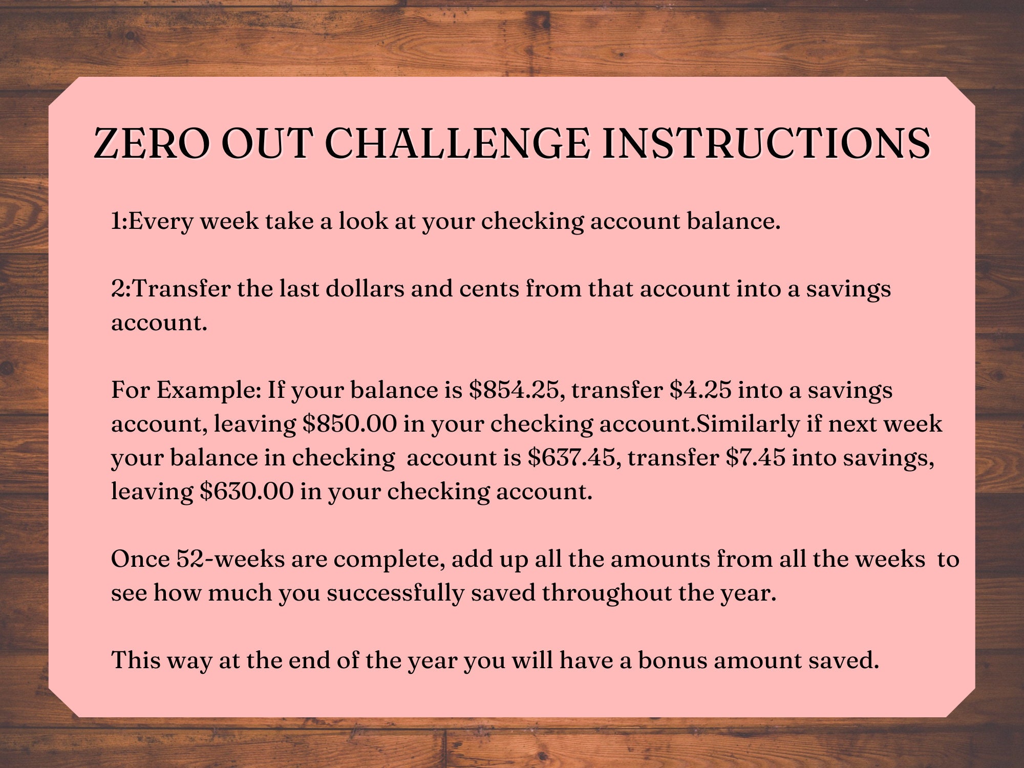 Zero Out Savings Challenge, 52 Weeks Savings Challenge Tracker, Saving ...