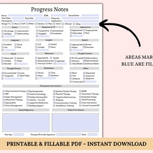 Progress Notes for Therapists | Client Counseling Template | Client ...