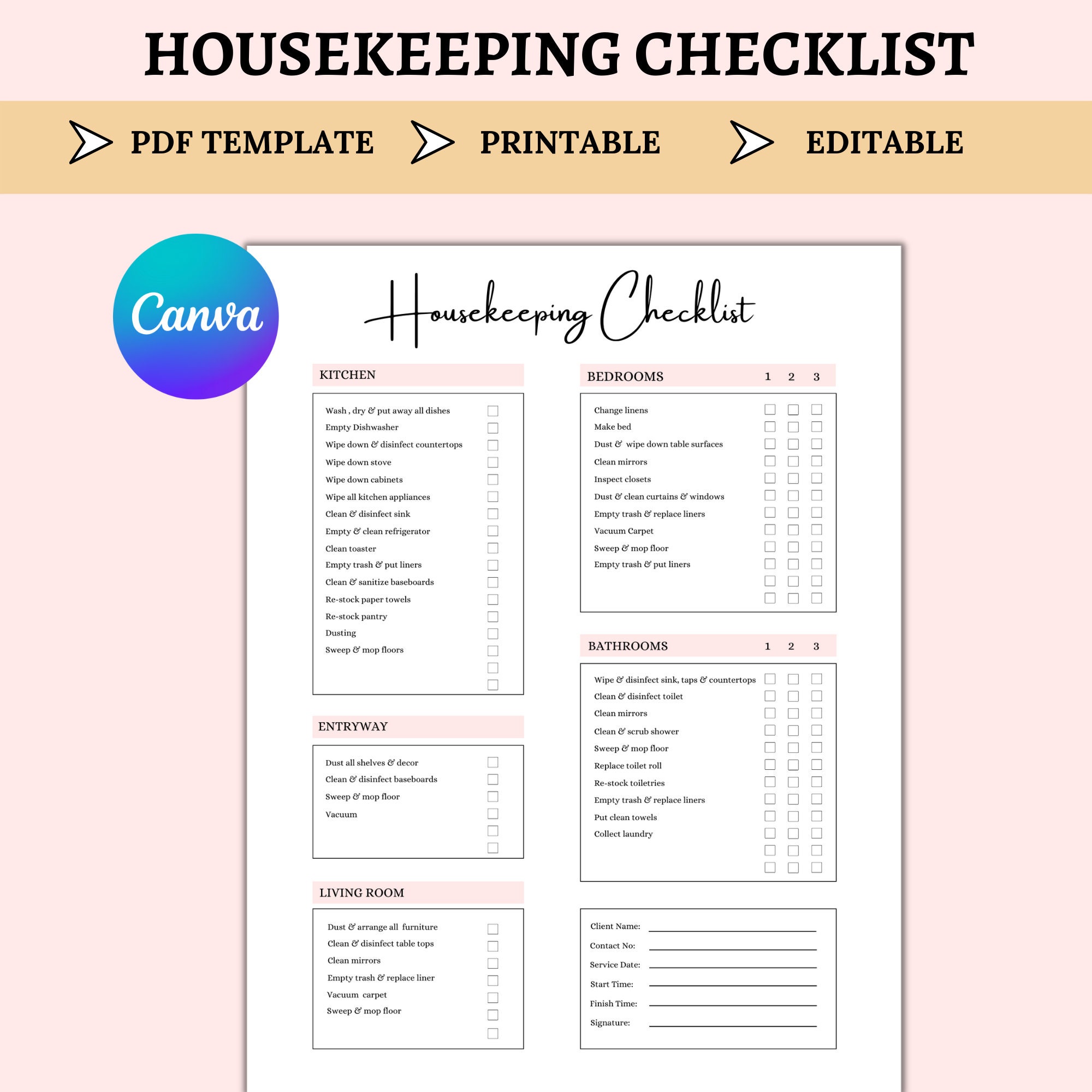 Airbnb Cleaning Checklist, Housekeeping Checklist, Cleaning Schedule ...