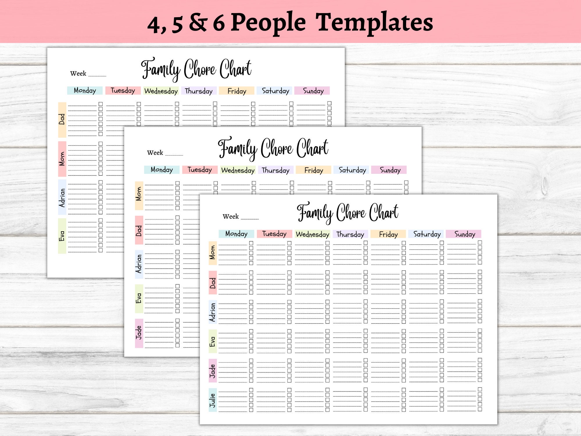 Family Chore Chart, Adult Chore Chart, Editable Chore Chart, Family ...