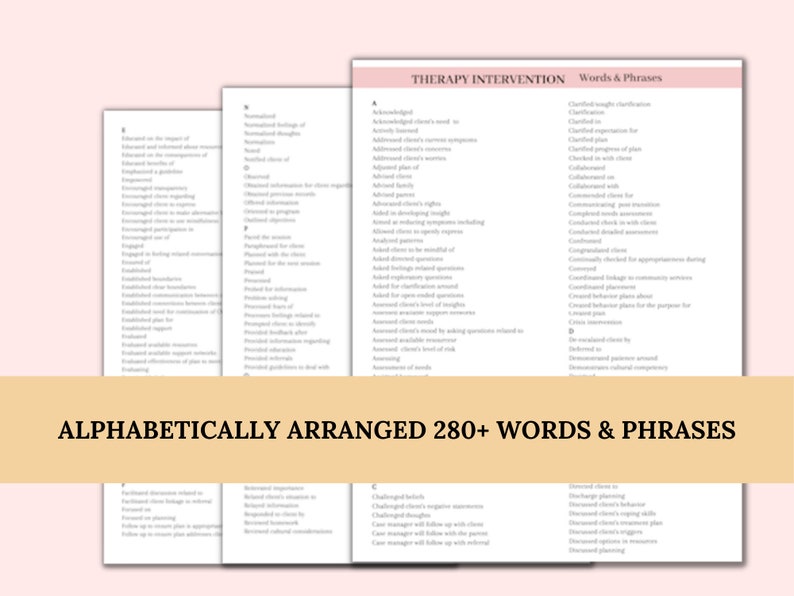 Therapeutic Intervention List, Therapist Cheat Sheet, Therapy Progress ...
