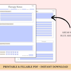 Therapy Notes | Therapist Worksheet | Printable & Fillable Therapy ...