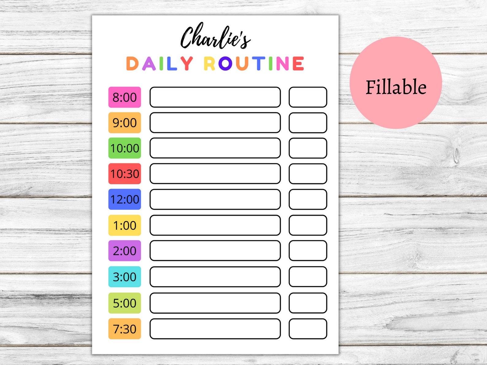 Daily Routine Chart for Kids, Editable Daily Checklist, Chore Chart for ...