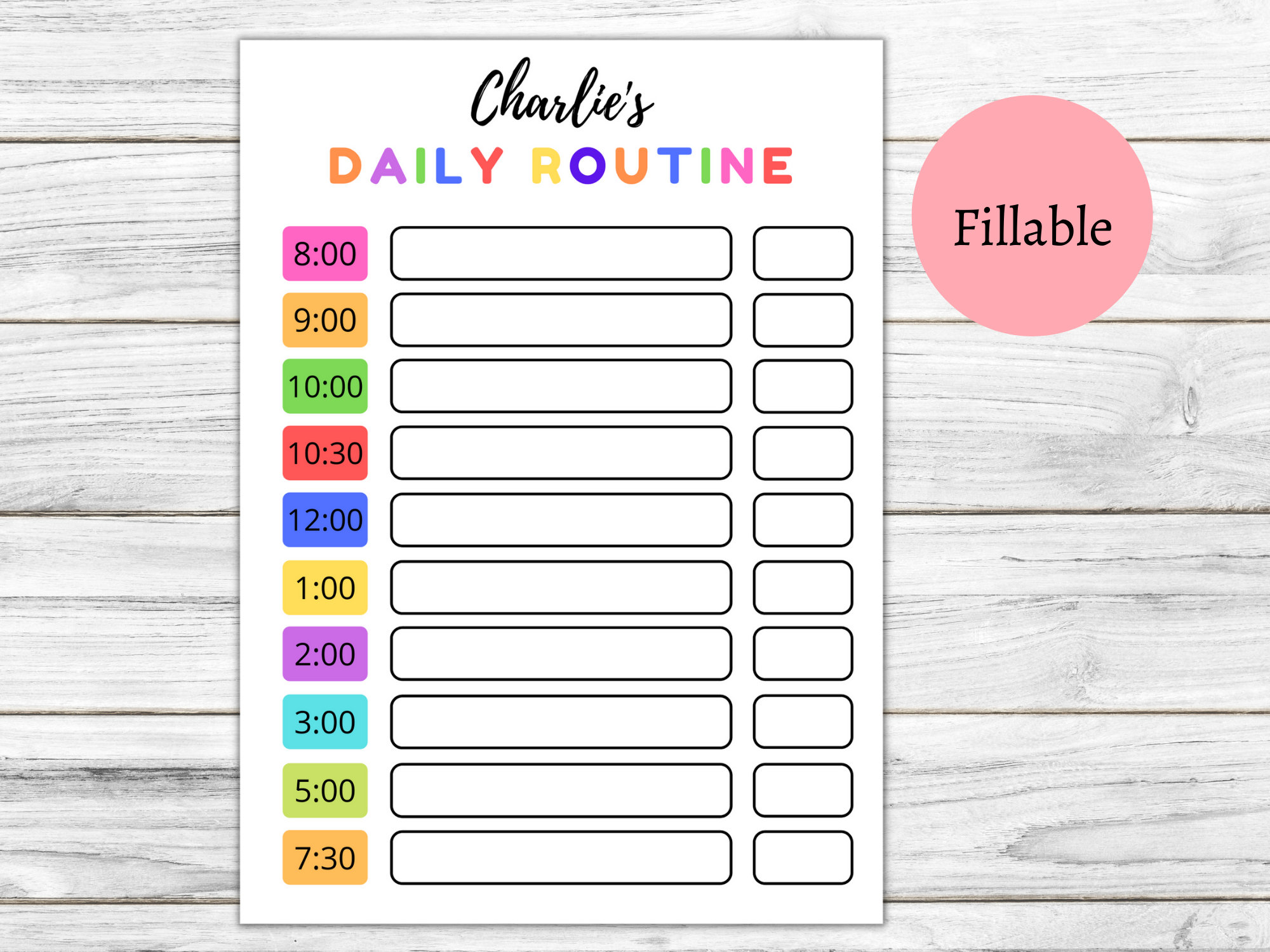 Daily Routine Chart for Kids, Editable Daily Checklist, Chore Chart for ...