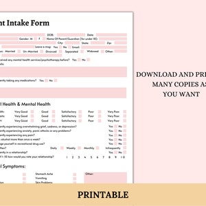 Therapy Client Intake Form Template: Fillable & Printable Counseling ...