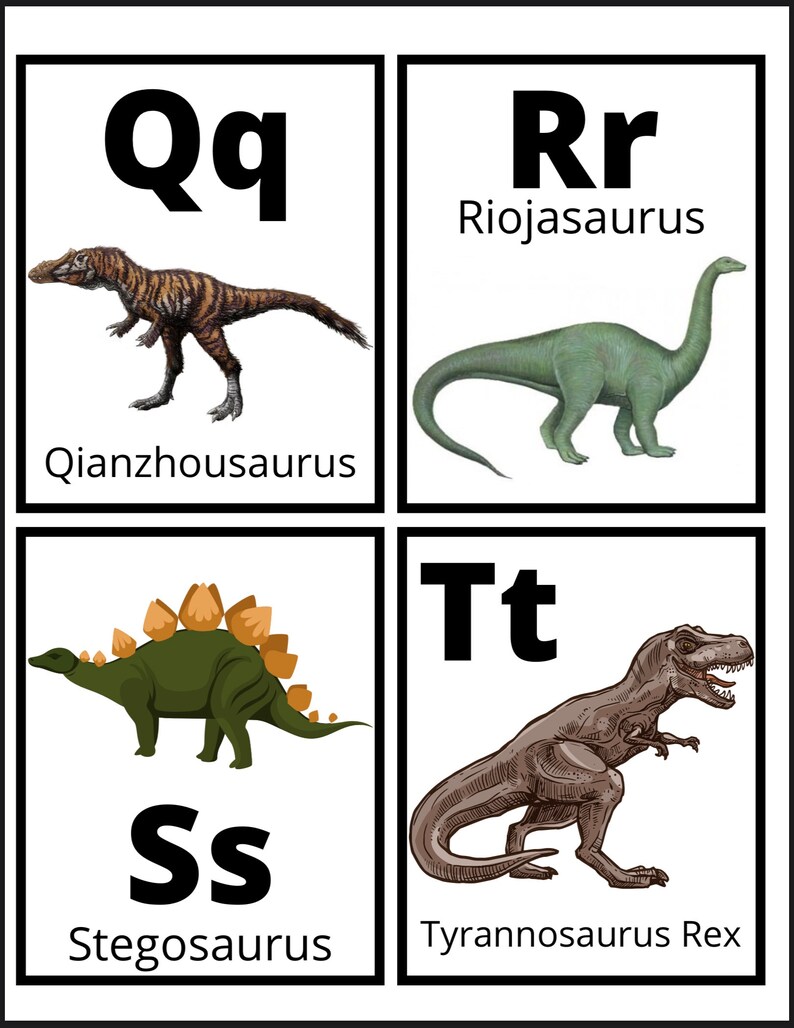 Dinosaur Alphabet Flashcards Dino ABC Practice Kids Letter - Etsy