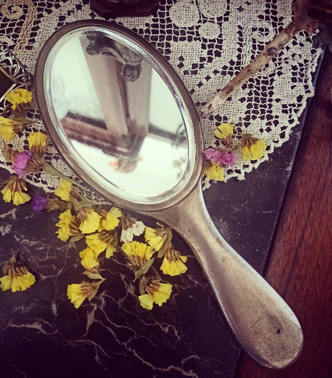 Ancient Hand Mirror of the Early '900 in Metal and Ground Glass - Etsy