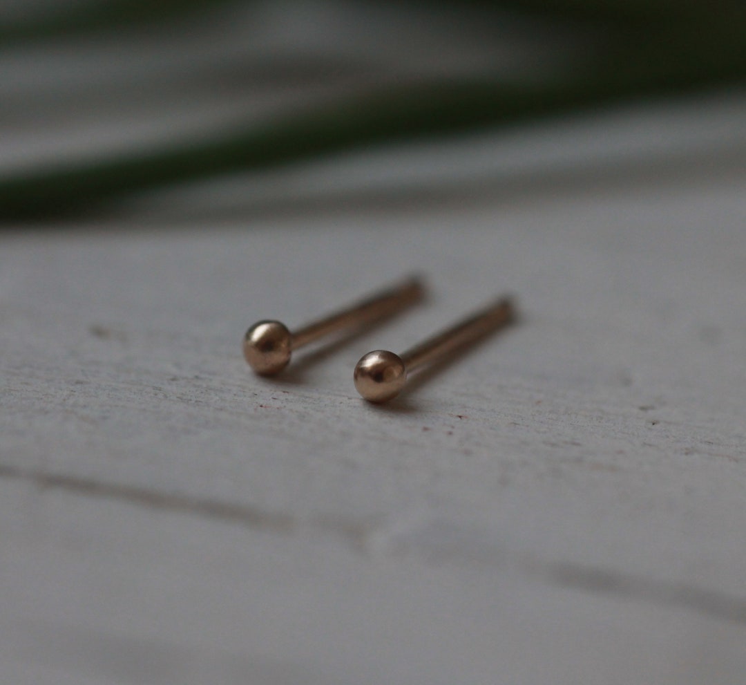 Solid Gold Dot Studs - Tiny 2mm Gold Round Pebble Stud Earrings in Recycled 9ct or 18ct Yellow ...