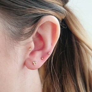 Solid Gold Dot Studs - Tiny 2mm Gold Round Pebble Stud Earrings in Recycled 9ct or 18ct Yellow ...