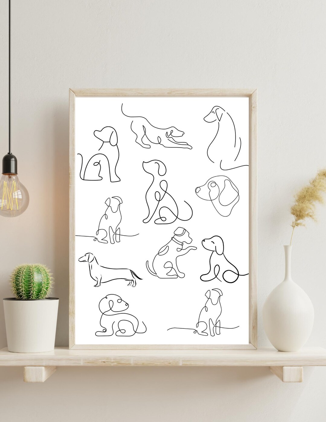 Dog Line Art Printable Wall Art Set - Minimalist Dog Decor PDF - Etsy