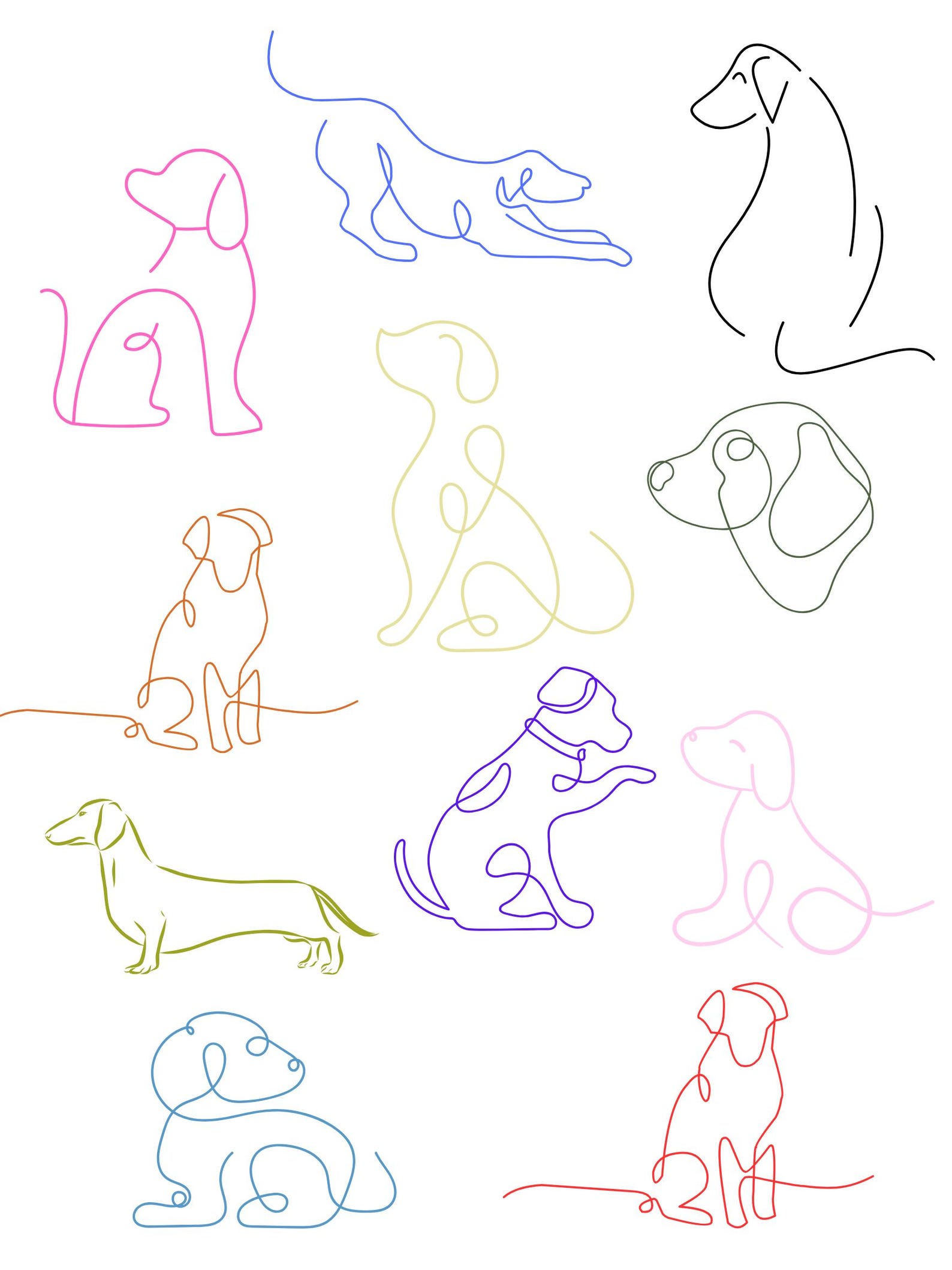 Dog Line Art Printable Wall Art Set - Minimalist Dog Decor PDF - Etsy