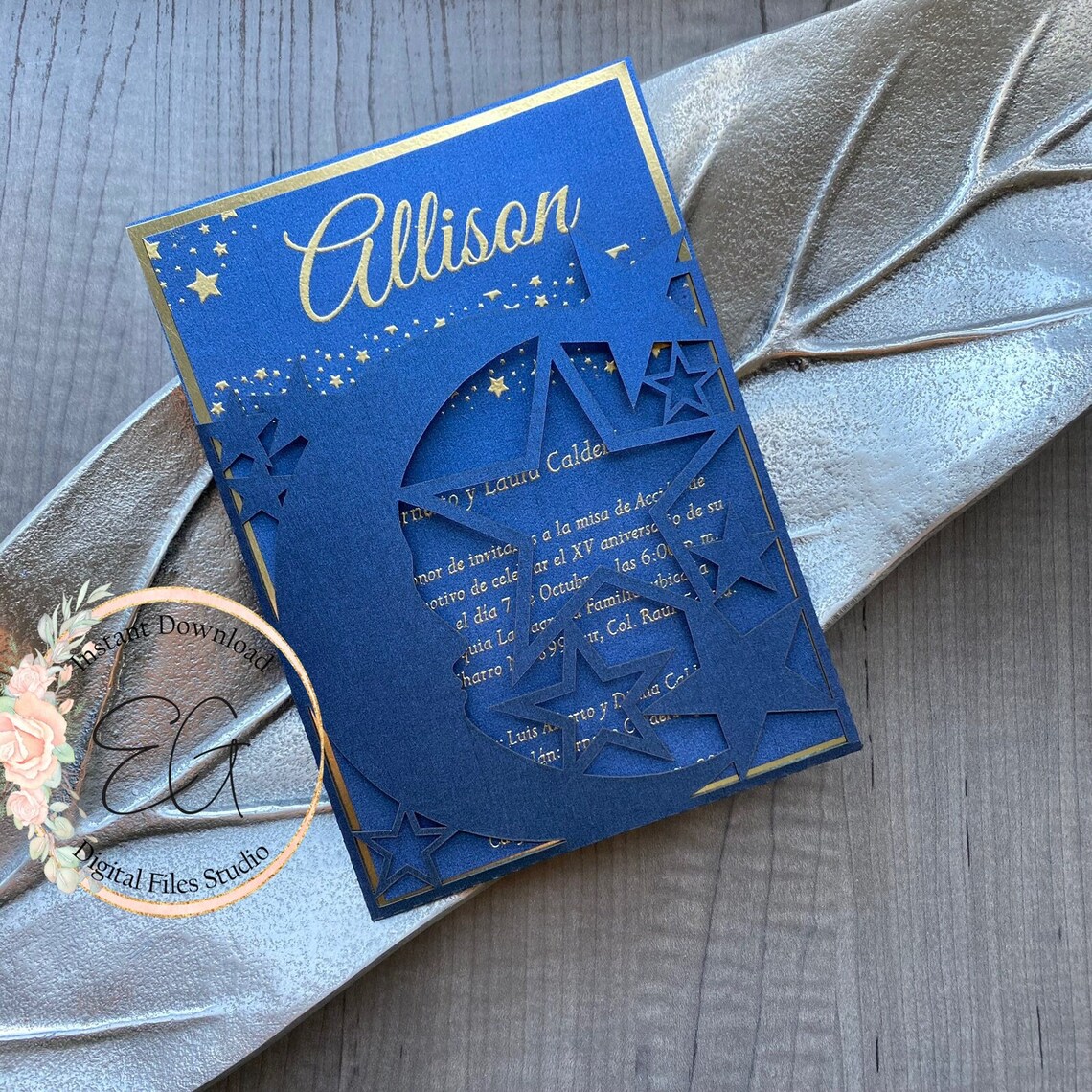 5"x7" TEMPLATE SVG Moon and Stars, Pocket Envelope, Laser Cut, Cricut ...
