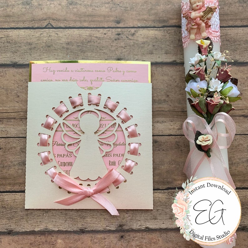 5 X 5 Baptism Angel Card Template Laser Cut or | Etsy