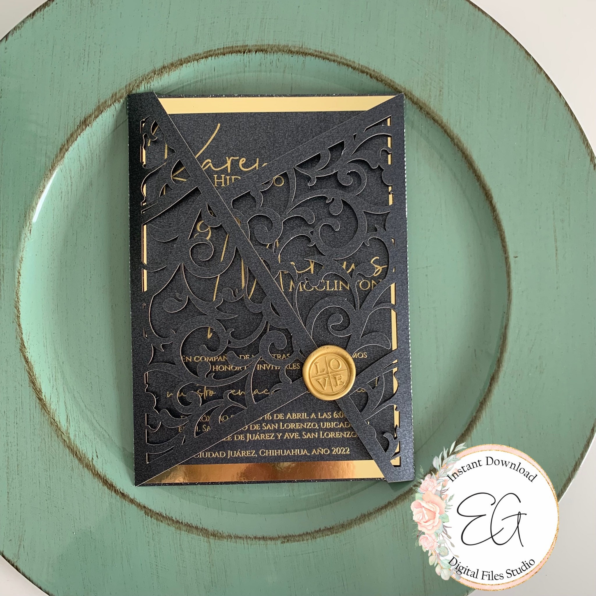 5"x7" WEDDING CARD TEMPLATE With Asymmetrical Flaps Svg, Pdf, Dxf, Cdr ...