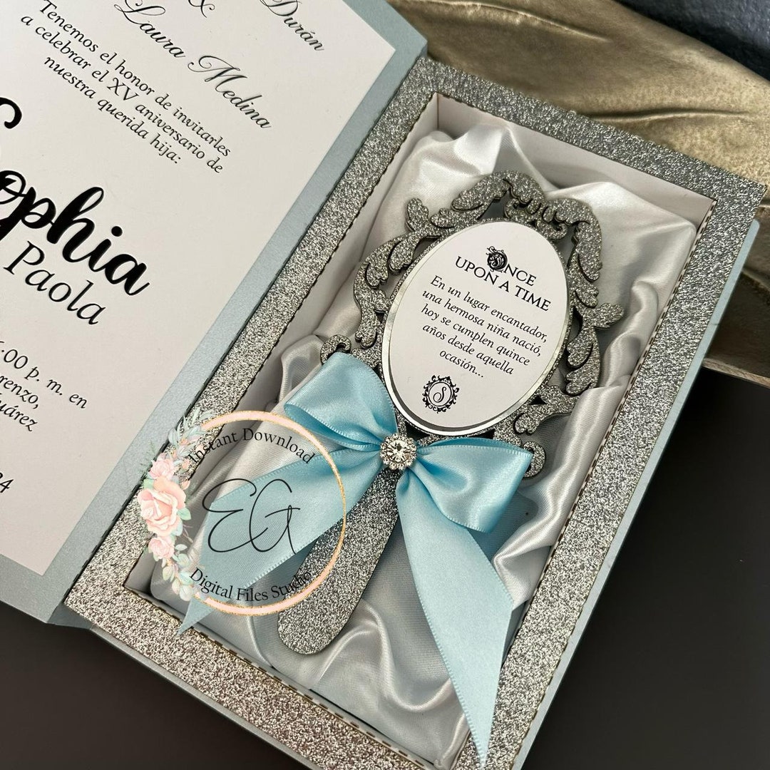 INVITACIÓN CAJA ESPEJO, plantilla para cortar una invitación o regalo ...