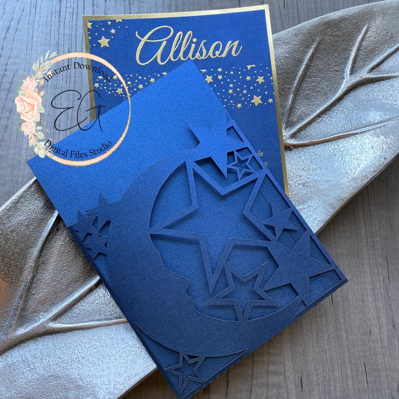 5x7 TEMPLATE SVG Moon and Stars Pocket Envelope - Etsy
