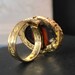Retro Boho Tortoise Shell Agate Glass Adjustibe Ring Gold Tone - Etsy