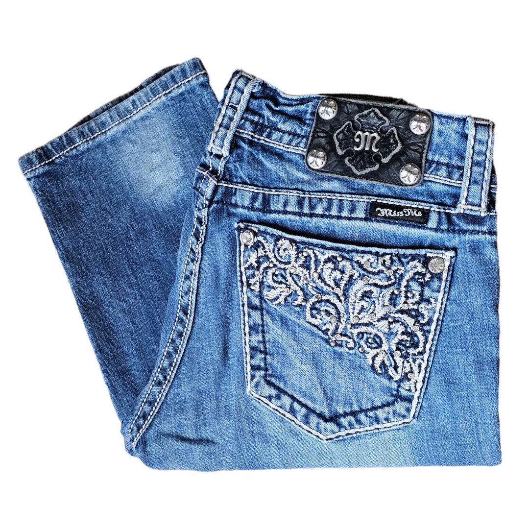 Low Rise Miss Me Jeans 28x34 JP5358T2 Straight White Top Stitching ...