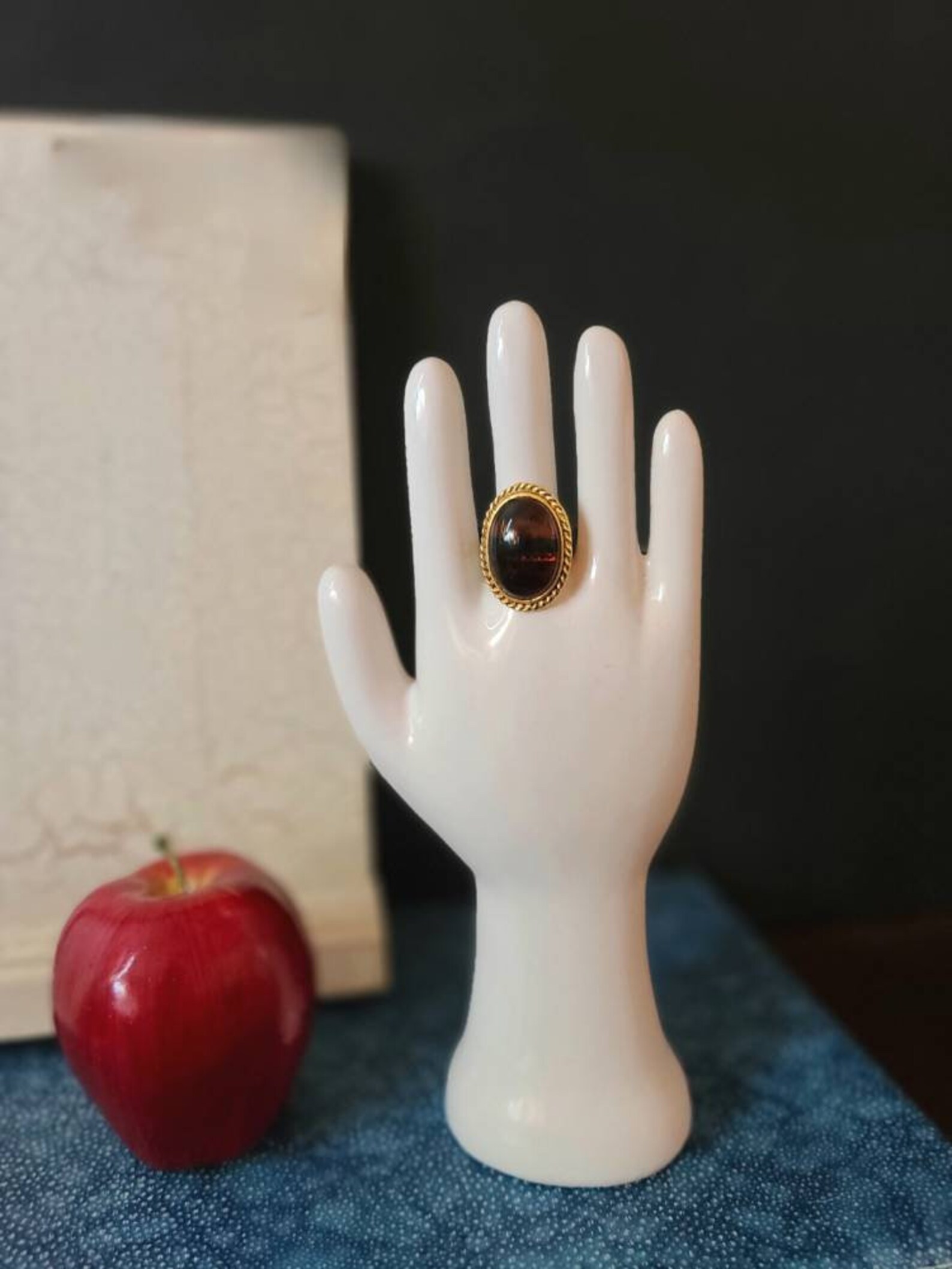 Retro Boho Tortoise Shell Agate Glass Adjustibe Ring Gold Tone - Etsy