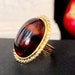 Retro Boho Tortoise Shell Agate Glass Adjustibe Ring Gold Tone - Etsy