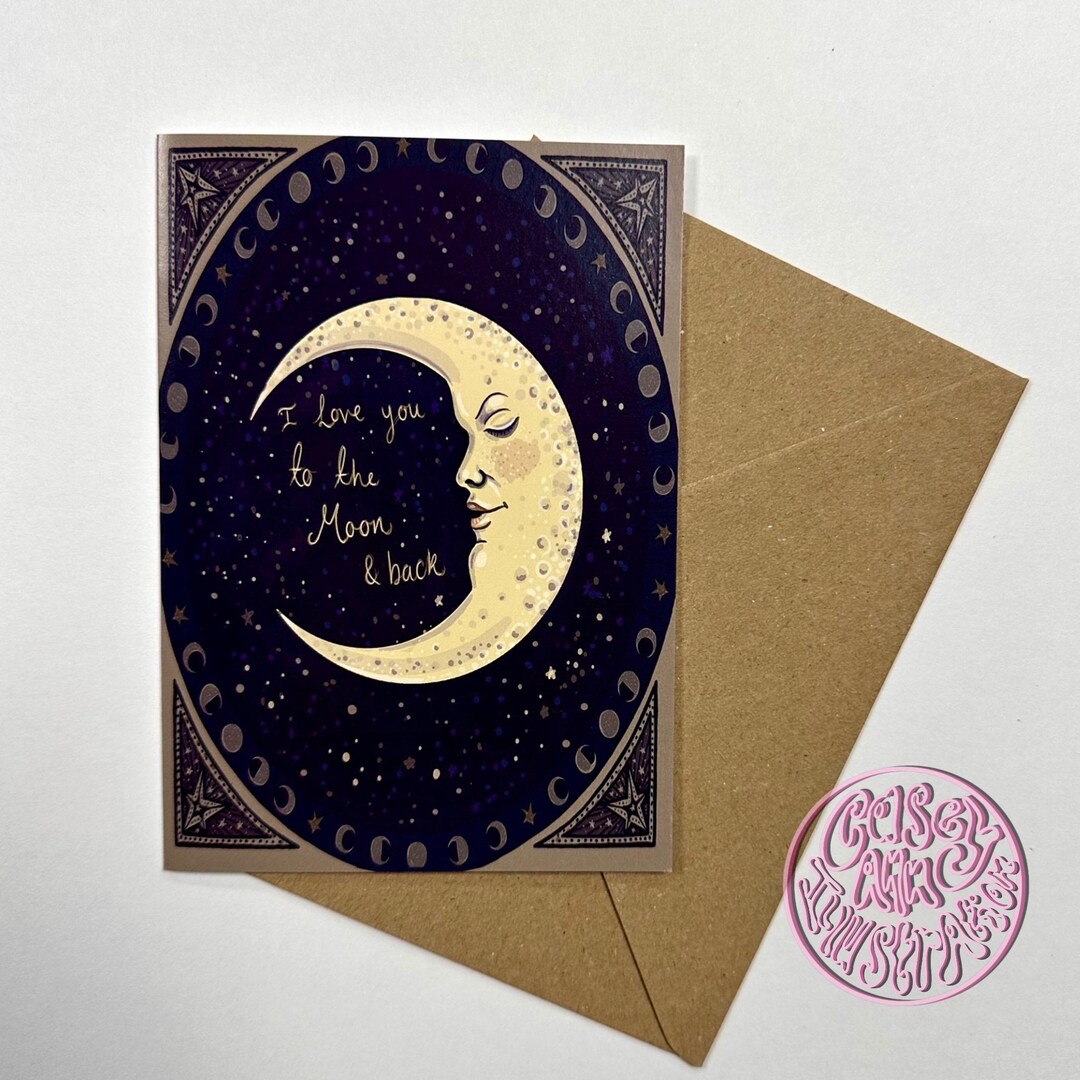 Greeting Card- Love You to the Moon and Back - Etsy