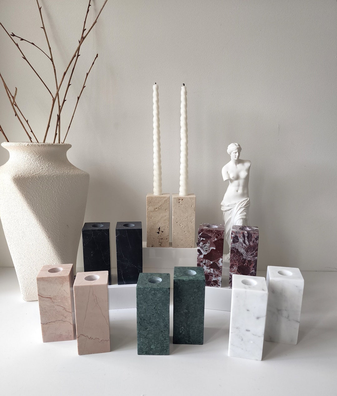 Natural Marble Candle Holders, Cuboid Candle Holder, Taper Candle, Cube ...