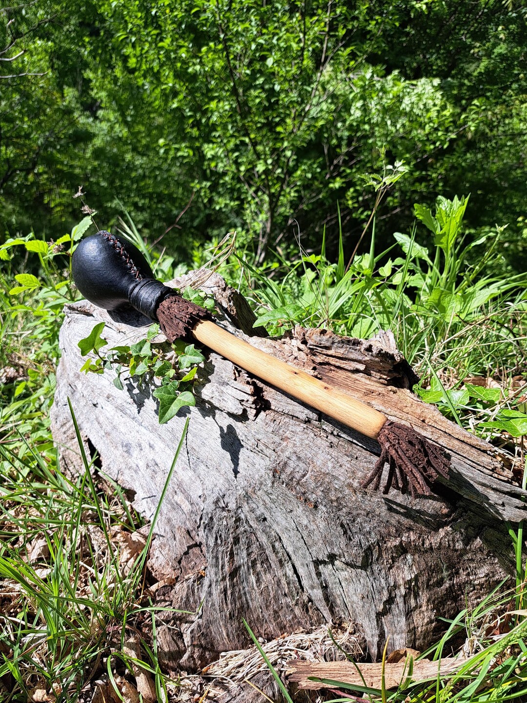 Tribal Black Shamanic Rattle From Buffalo on Wooden Handle - Etsy
