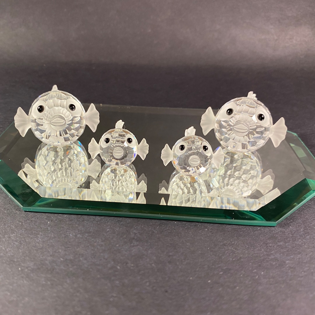 RARE !! Swarovski Puffer Fish Family Austrian Crystals With Display ...