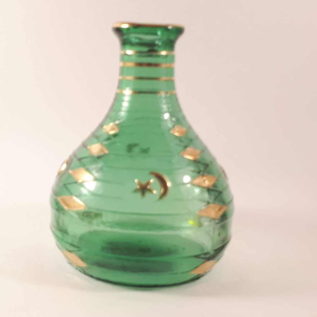 Mastercraft Pipes Green Glass Bottle With Moon & Star Vintage Italy ...