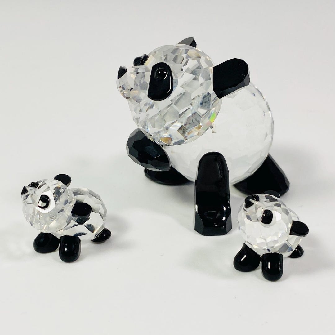 Swarovski Crystal Panda Mother and 2 Babies 181080/ 181081 so Sweet ...