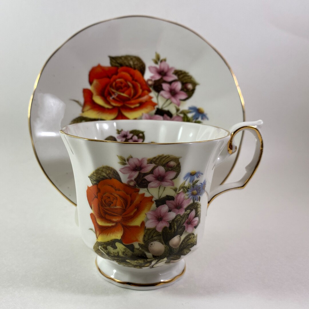 RARE !! Elizabethan Flowers of the Season Vibrant Bone China Teacup and ...
