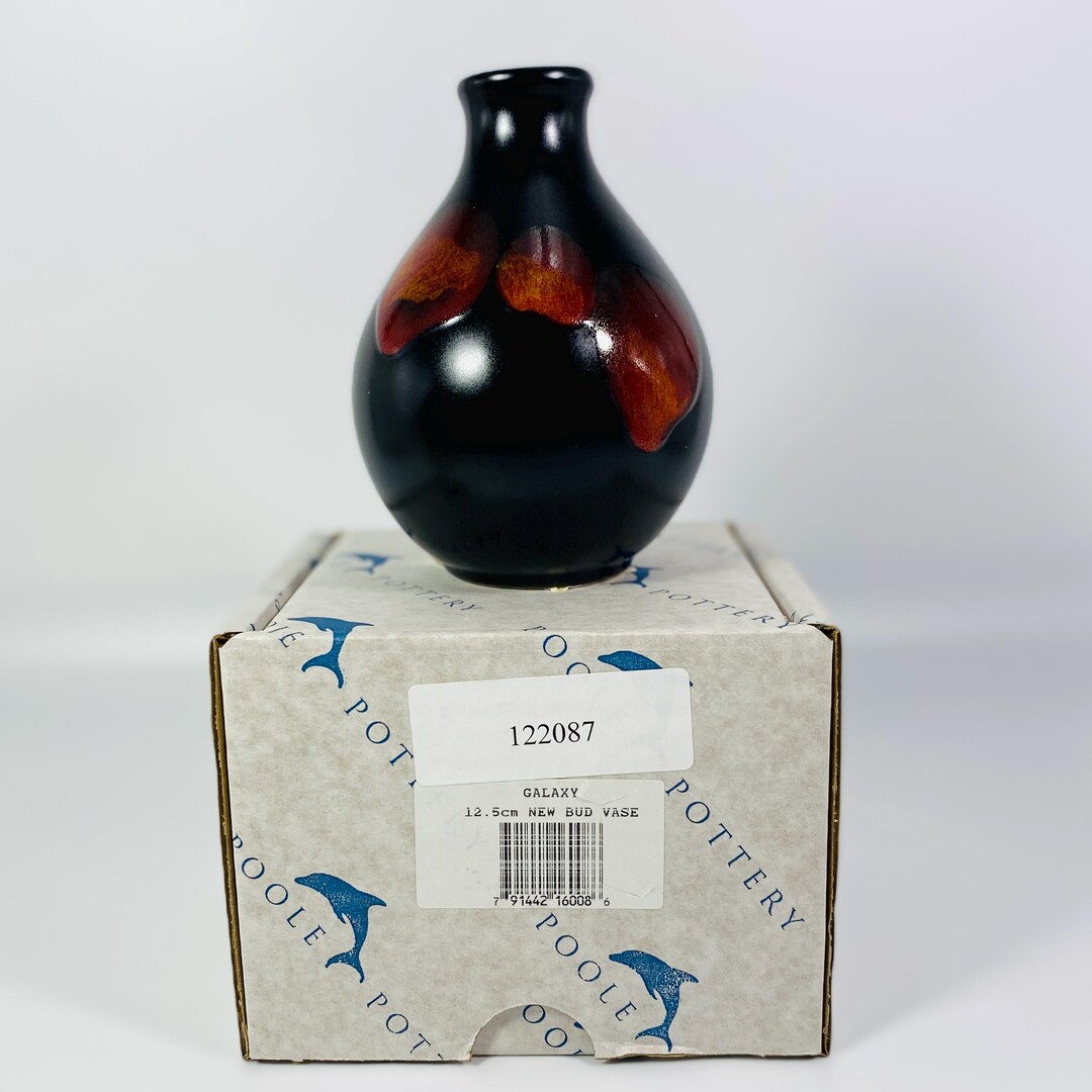 Vintage Black Red Lava Drip Volcano Galaxy Glaze Poole England Pottery ...