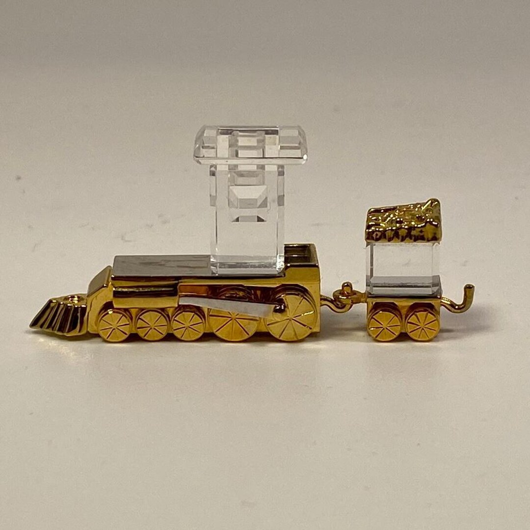 Swarovski Crystal Figurine, Miniature Small Train Toy, Gold (209454) 2 ...