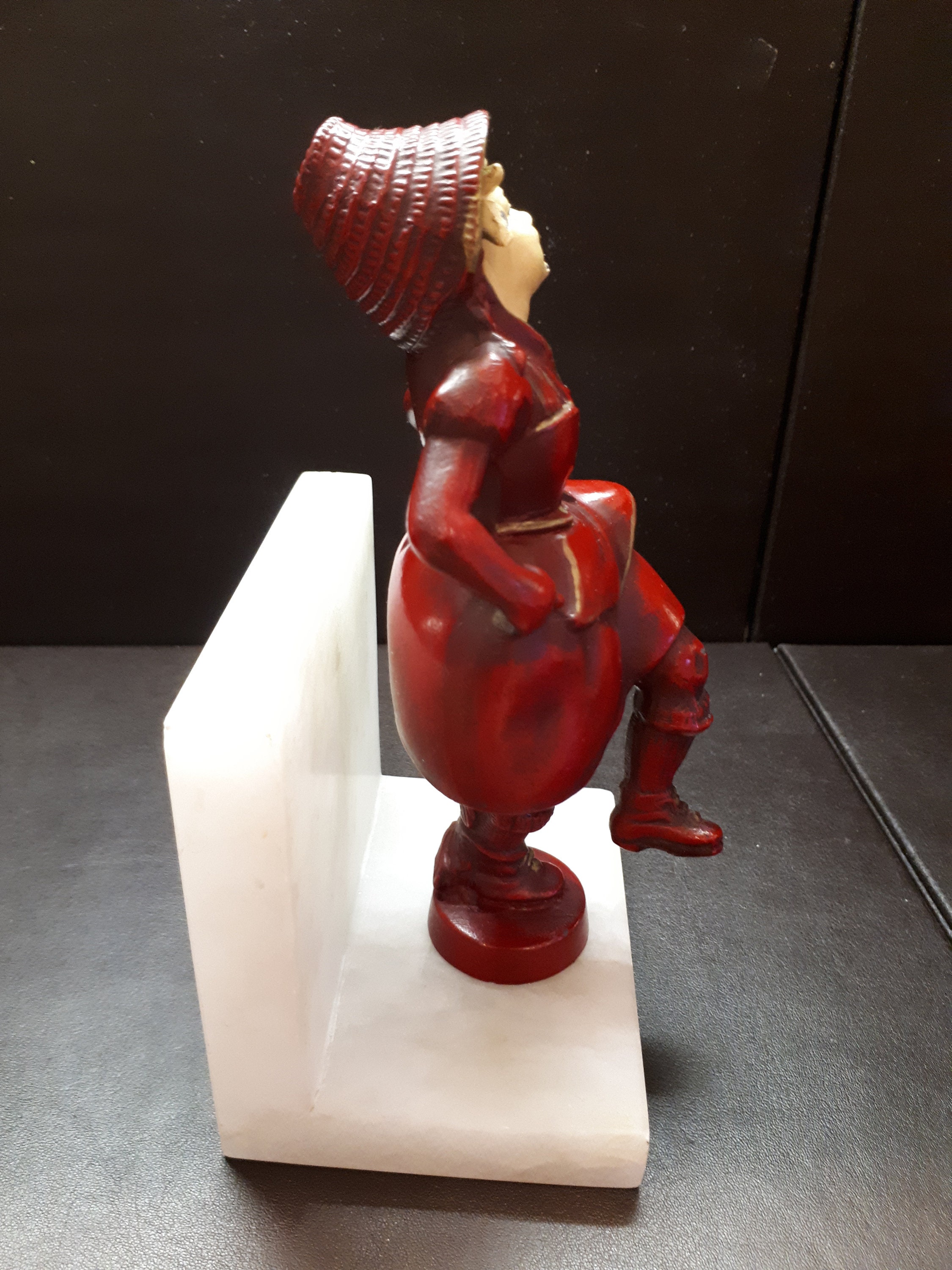 Antique JB HIRSCH Dancing Girl Mounted on Marble Metal Figurine Bookend ...