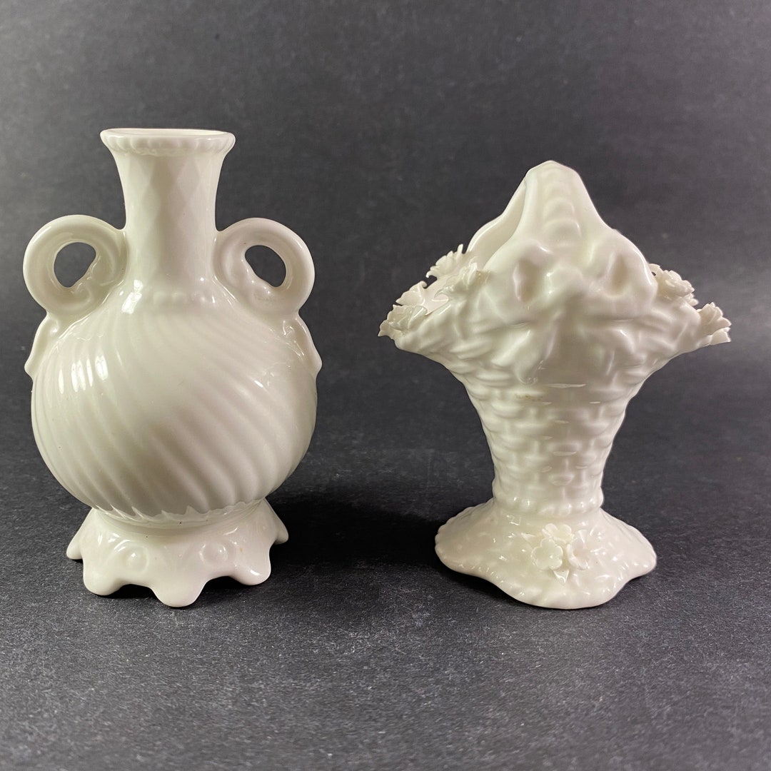 RARE !! Coalport Set of 2 Miniature Country Ware Vase & Flower Basket ...