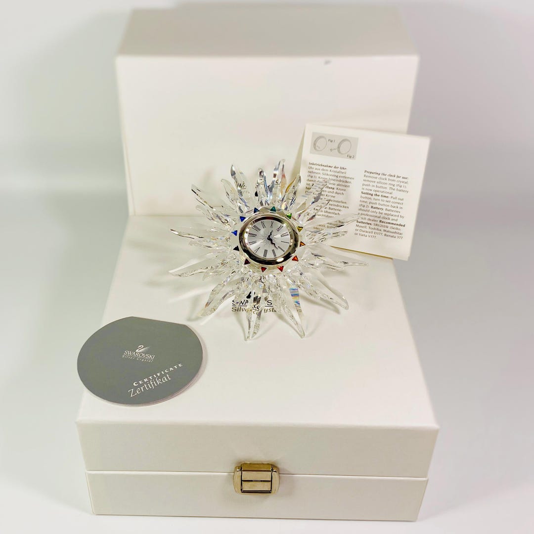 Vintage Swarovski Crystal SOLARIS Table Clock ** With Original Box ...