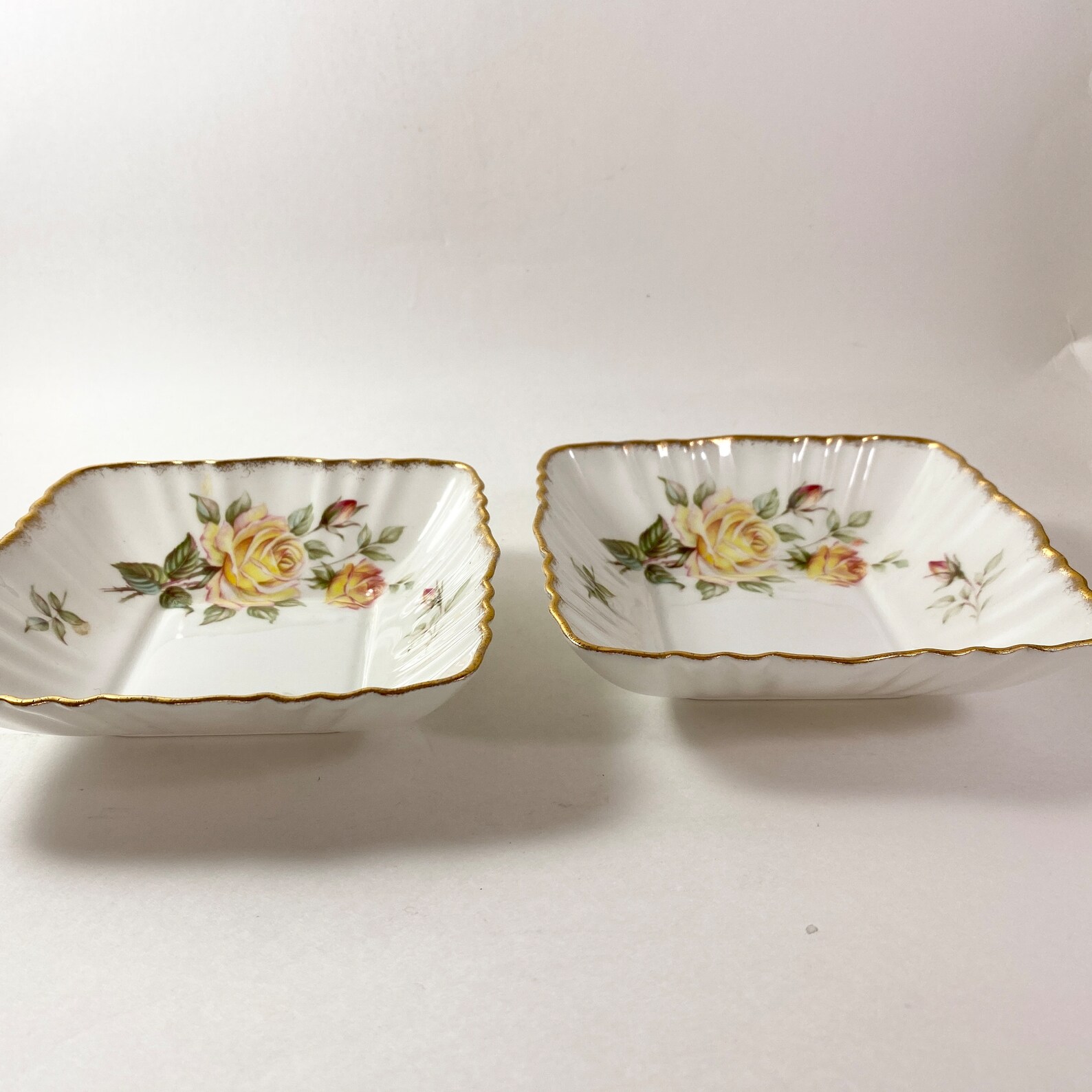 RARE Paragon Peace Rose Square Candy Bon Bon Nut Ring Dish Gold Rim ...