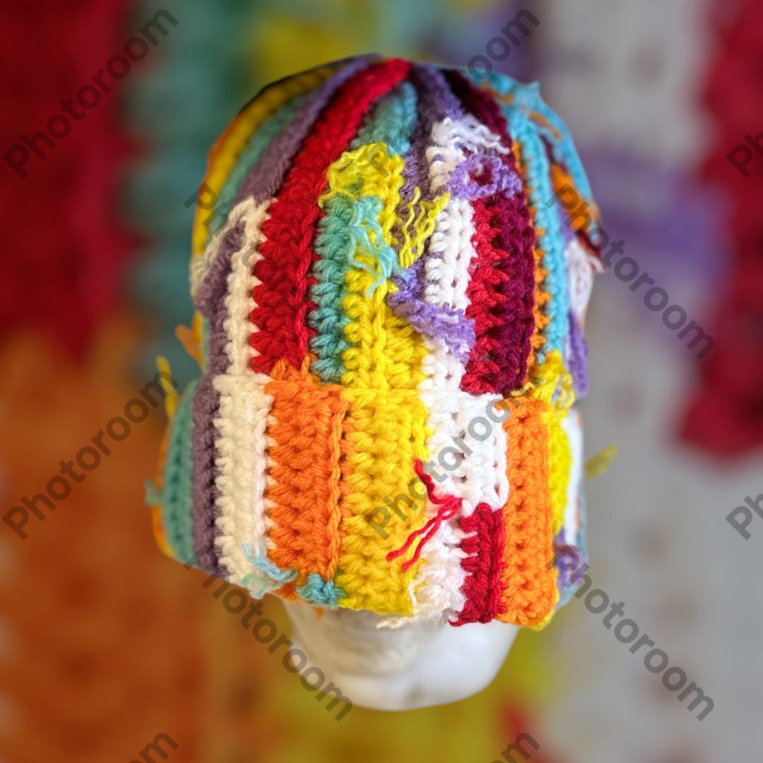 Distressed Scrap Yarn Beanie - Etsy
