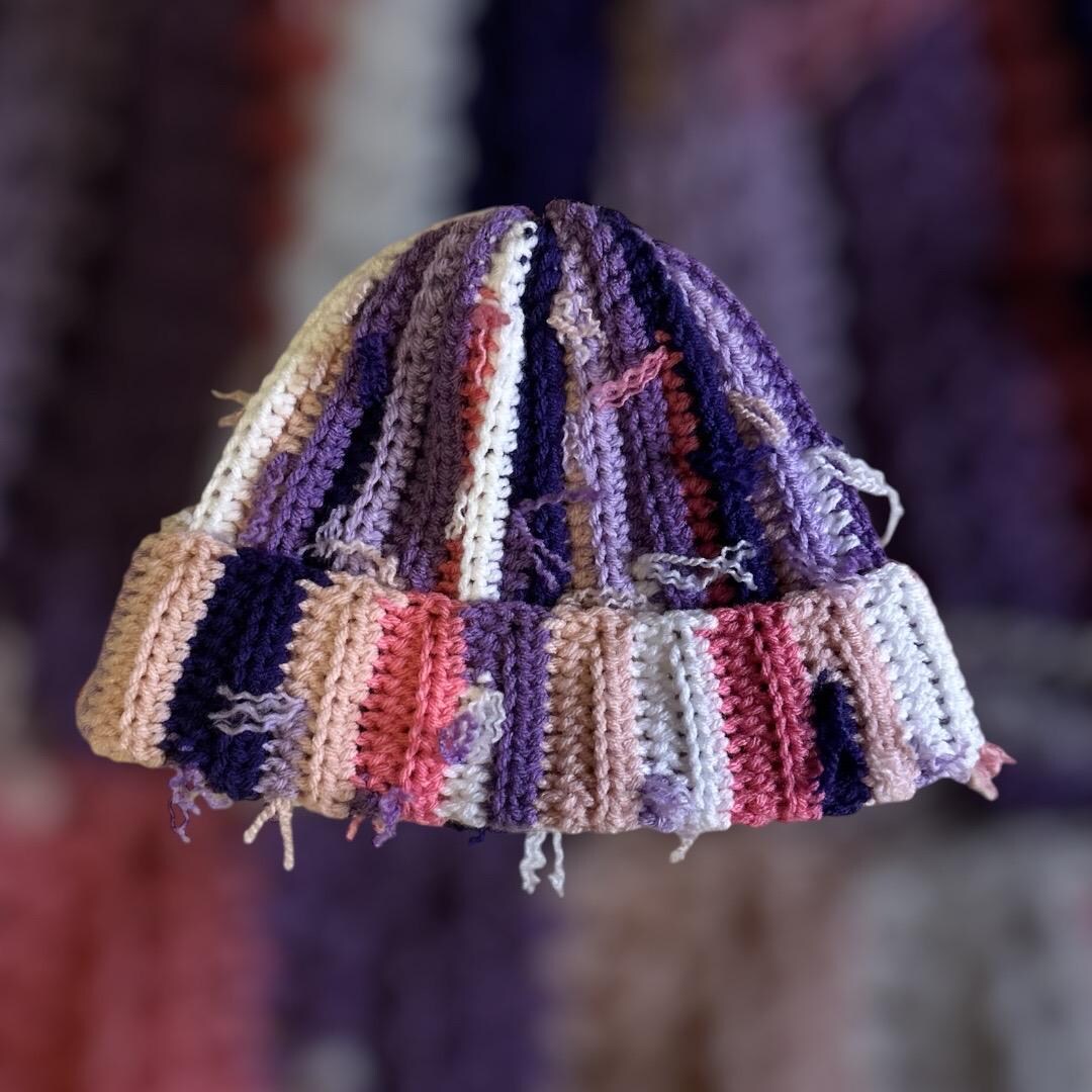 Crochet Distressed Beanie “shades of Pink “ - Etsy