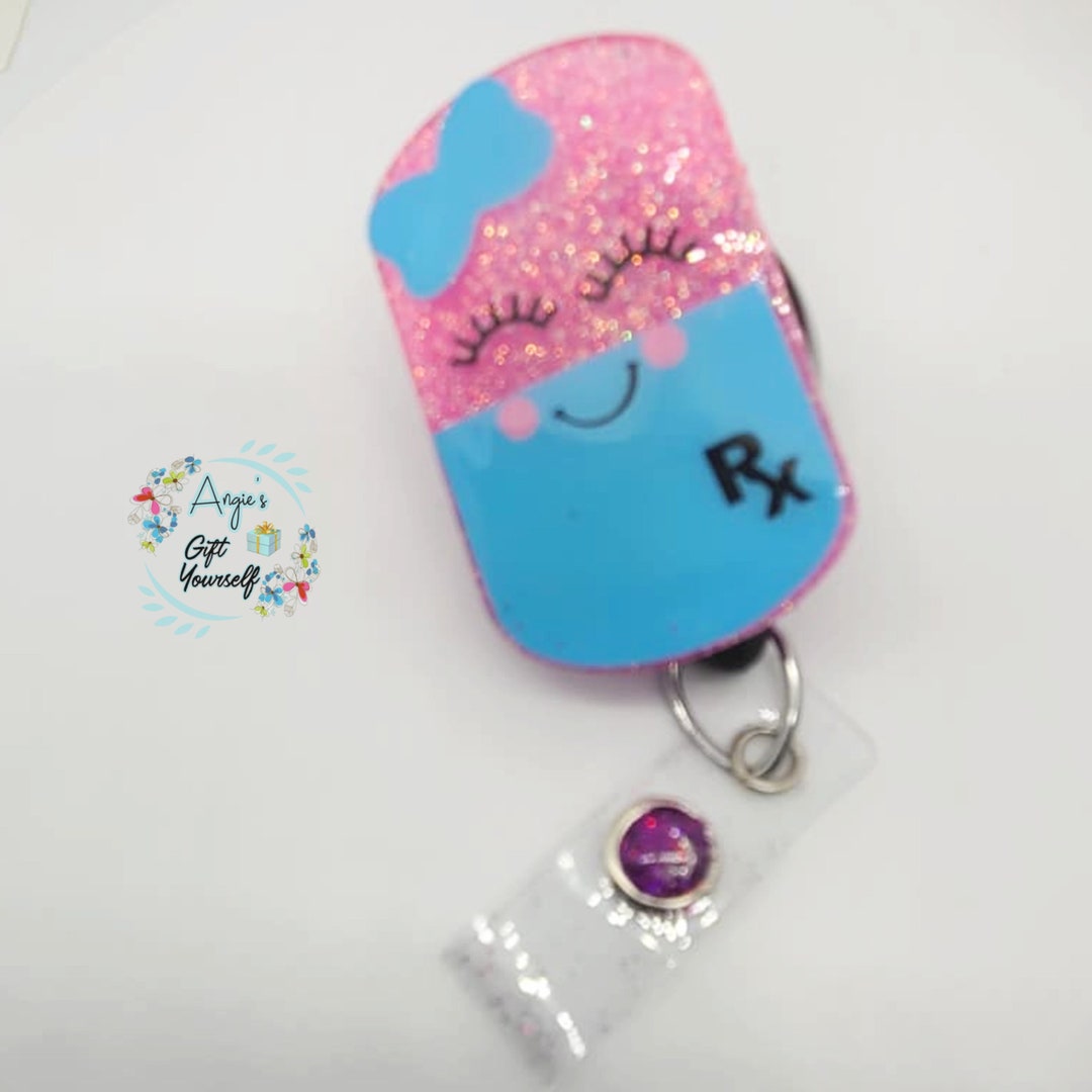 Happy Pill Badge Reel: Glitter Acrylic Pharmacy Tech Gift - Etsy