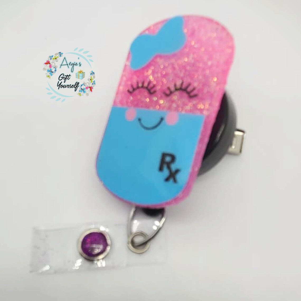 Happy Pill Badge Reel: Glitter Acrylic Pharmacy Tech Gift - Etsy