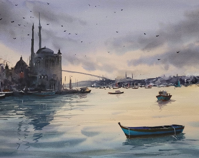 Watercolor Istanbul Original Watercolor Painting Suluboya İstanbul ...